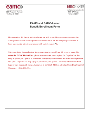 Fillable Online EAMC and EAMC-Lanier Benefit Enrollment Form Fax Email ...