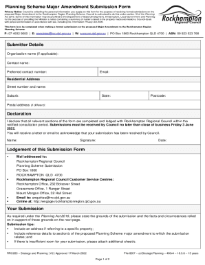 Fillable Online Planning Scheme Major Amendment Submission Form Fax ...
