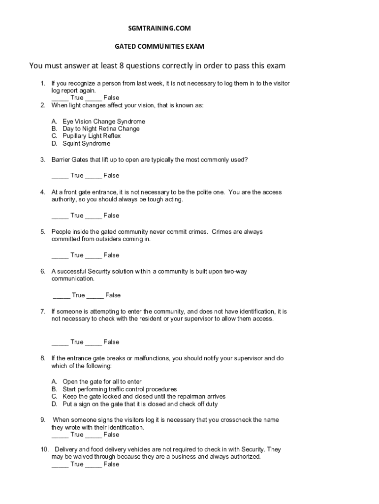 Fillable Online Security guard test questions and answers for license ...