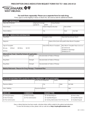 Fillable Online prescription drug medication request form fax to 1-866 ...