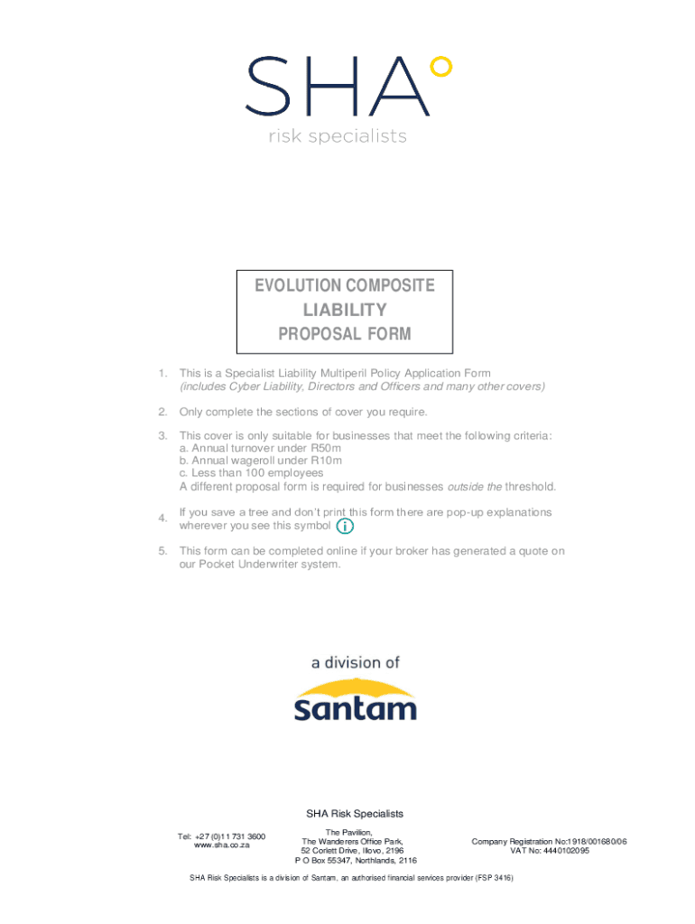 Fillable Online Evolution Liability Proposal Form V2 Fax Email Print ...