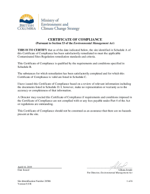 Fillable Online the Certificate of Compliance are not complied with or any fees payable under ...