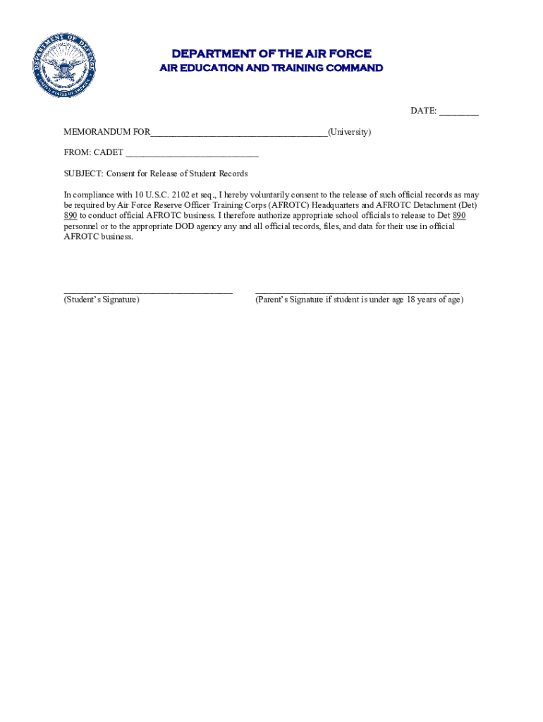 Fillable Online DEPARTMENT OF THE AIR FORCE - Detachment 890 Fax Email ...
