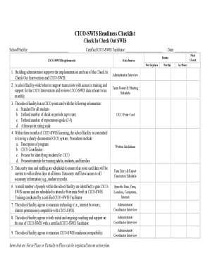 Fillable Online CICO-SWIS Readiness Checklist (1) Fax Email Print ...