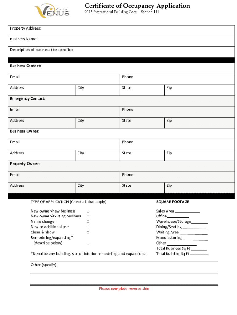 Fillable Online Obtain Commercial Occupancy Permits - City of St. Louis ...