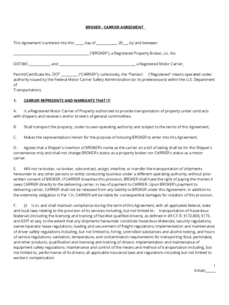 Fillable Online Carrier Services Agreement Fax Email Print - pdfFiller