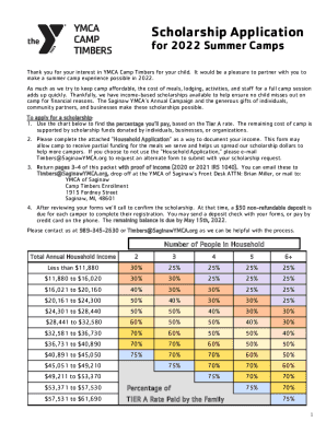 Fillable Online Scholarship Application - YMCA of Saginaw Fax Email Print - pdfFiller