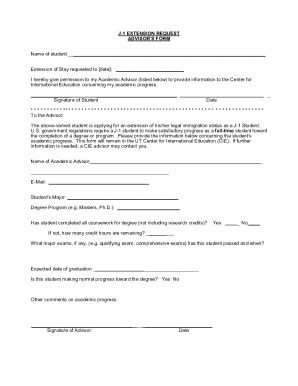 Fillable Online international utk J-1 EXTENSION REQUEST ADVISOR'S FORM Name of student Fax Email ...