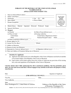 Fillable Online Tourist Visa Form - Travel Document Fax Email Print ...