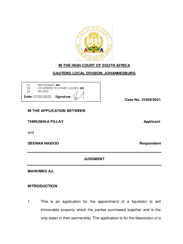Fillable Online Gauteng High Court Johannesburg Fax Email Print - pdfFiller