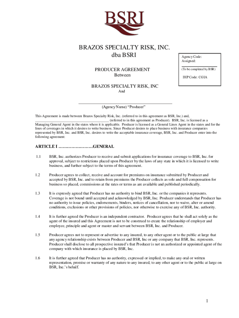 Fillable Online Brazos Specialty Risk - Fill Online, Printable ...