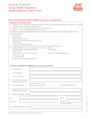 Fillable Online Generali Worldwide Health InsuranceMedical Claim Form ...