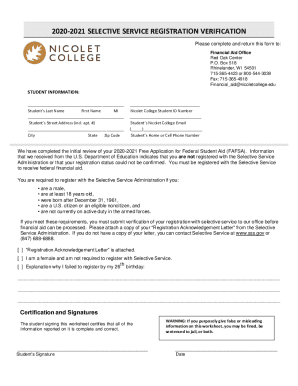 Fillable Online 2020-2021 Selective Service Certification Statement Fax ...