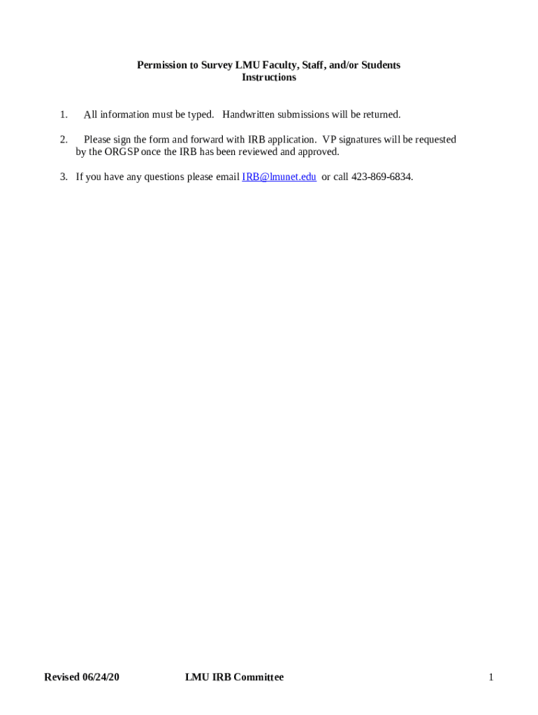 Permission to Survey LMU Faculty-Staff-Students .doc ... Doc Template ...