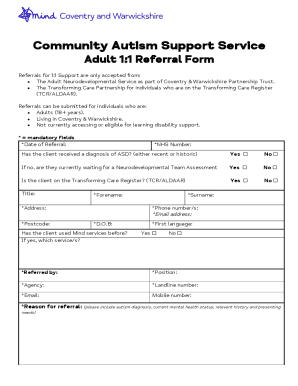 Fillable Online Adult 1:1 Referral Form - Coventry and Warwickshire ...