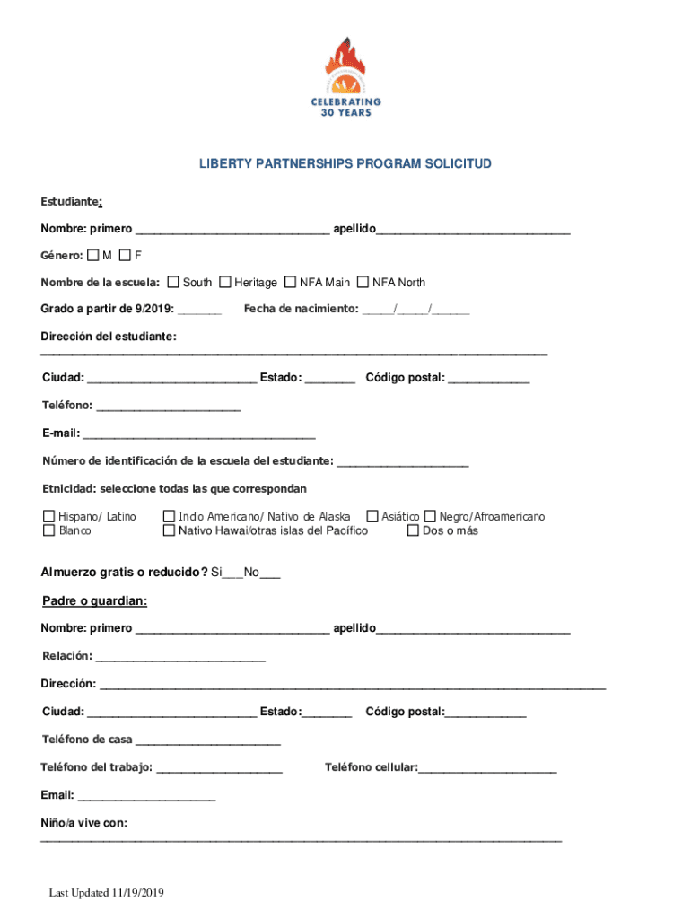 Completable En línea LIBERTY PARTNERSHIPS PROGRAM SOLICITUD Fax Email ...