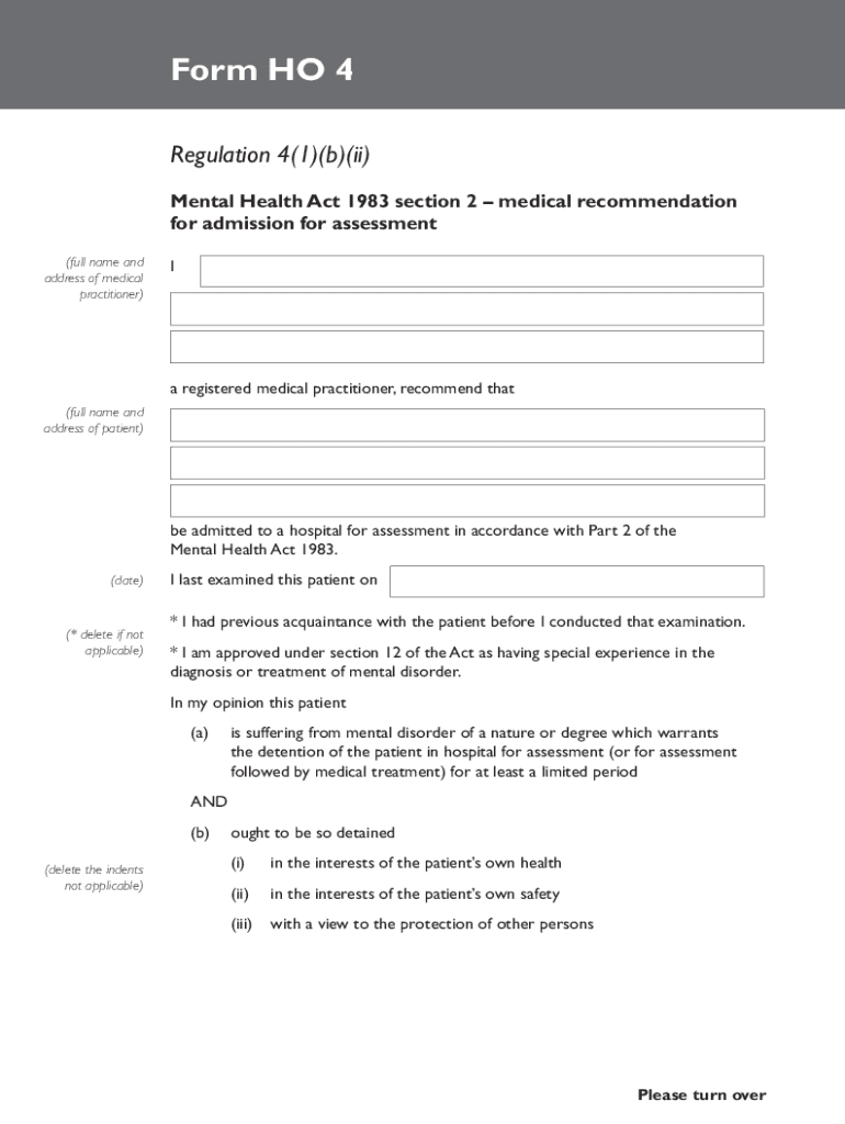 Fillable Online Mental Health Act Form 4, Medical Certificate ...