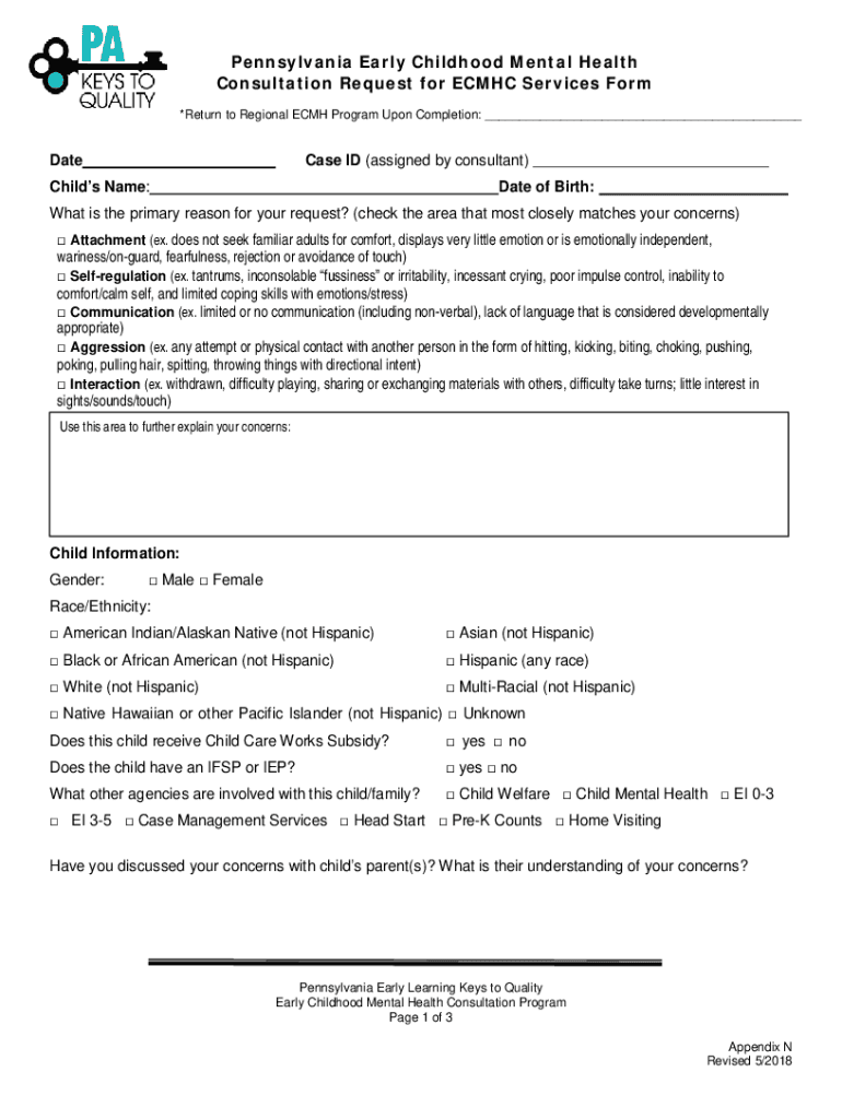 Fillable Online Infant and Early Childhood Mental Health Consultation and ... Fax Email Print ...