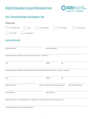 Fillable Online State ECU Business Account Information Form Fax Email ...