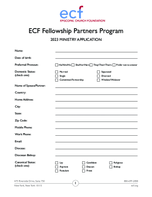 Fillable Online ECF Fellowship Partners Program Fax Email Print - pdfFiller