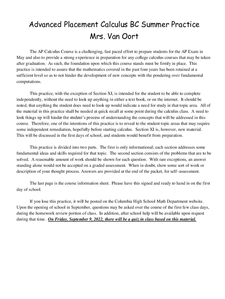 Fillable Online The Ultimate Student's Starter Kit to AP Calculus AB-BC ...