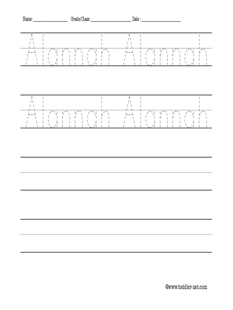 Preenchível Disponível Worksheet for tracing and writing name Alannah ...