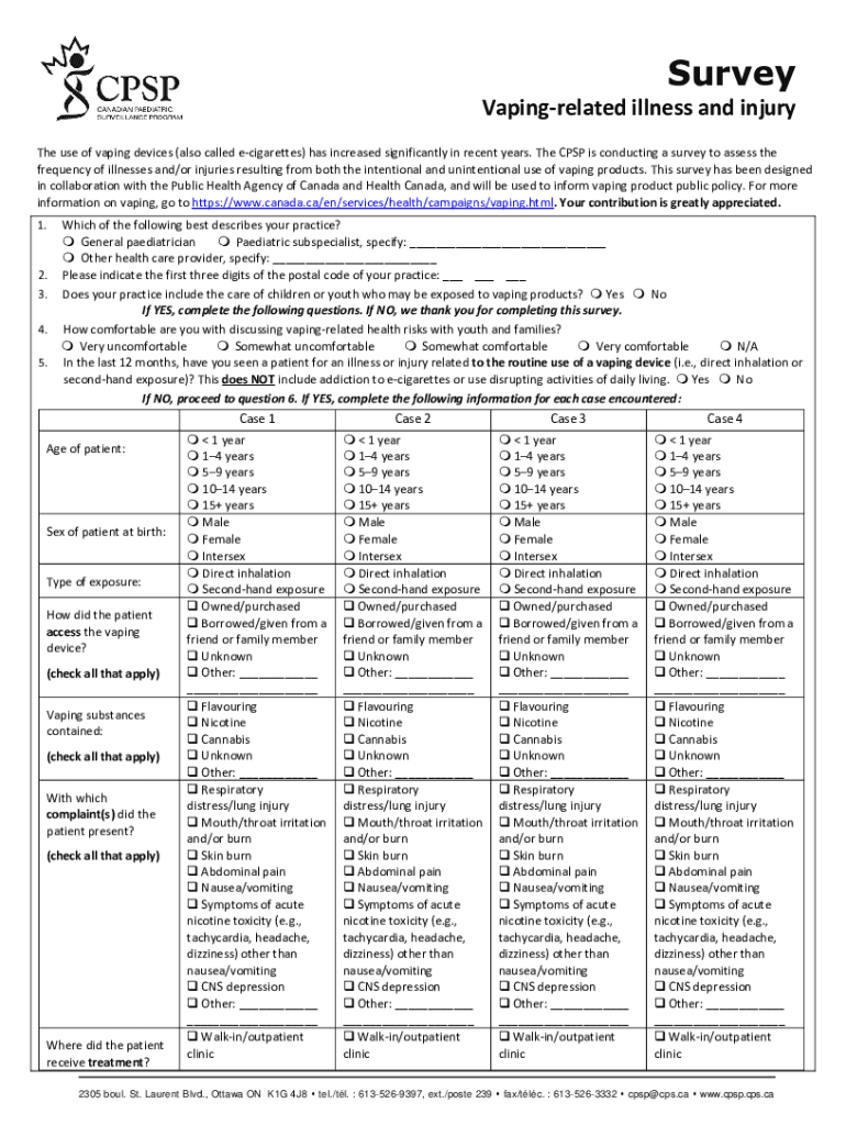 Fillable Online cpsp cps Acute injury or illness related to the ...