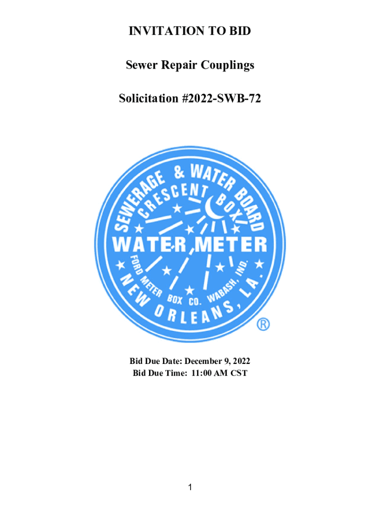 Fillable Online Invitation to Bid (ITB) for Water and Sewer Couplings Fax Email Print - pdfFiller