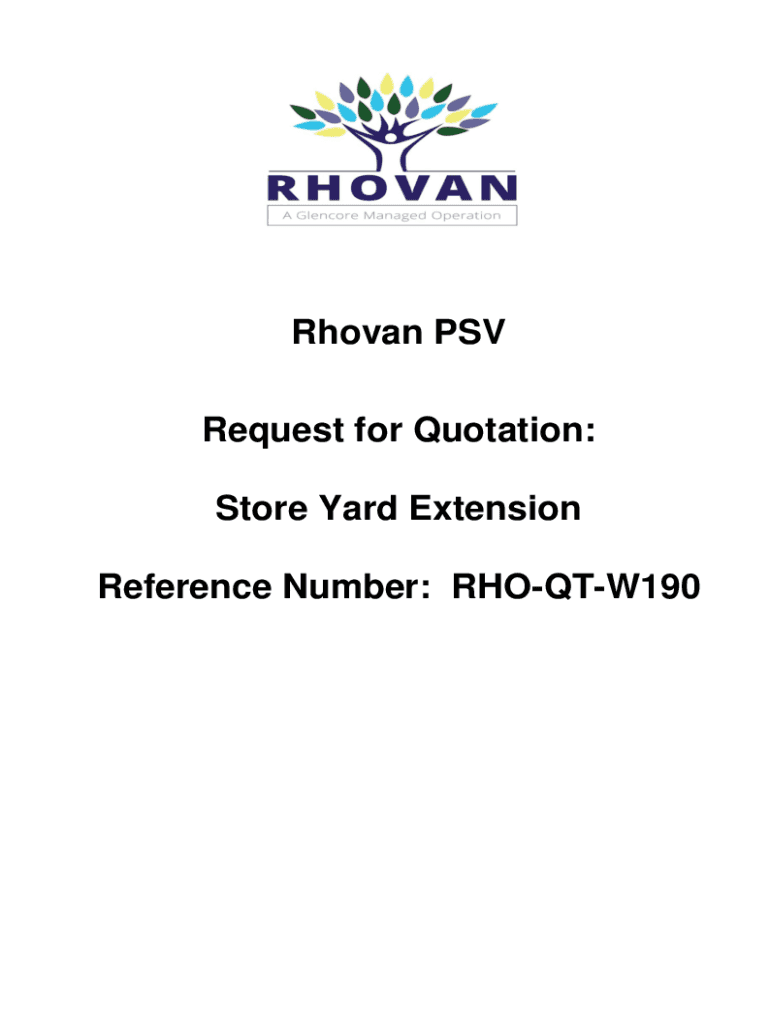 Fillable Online Rhovan PSV. Request for Quotation : Manufacture and ...