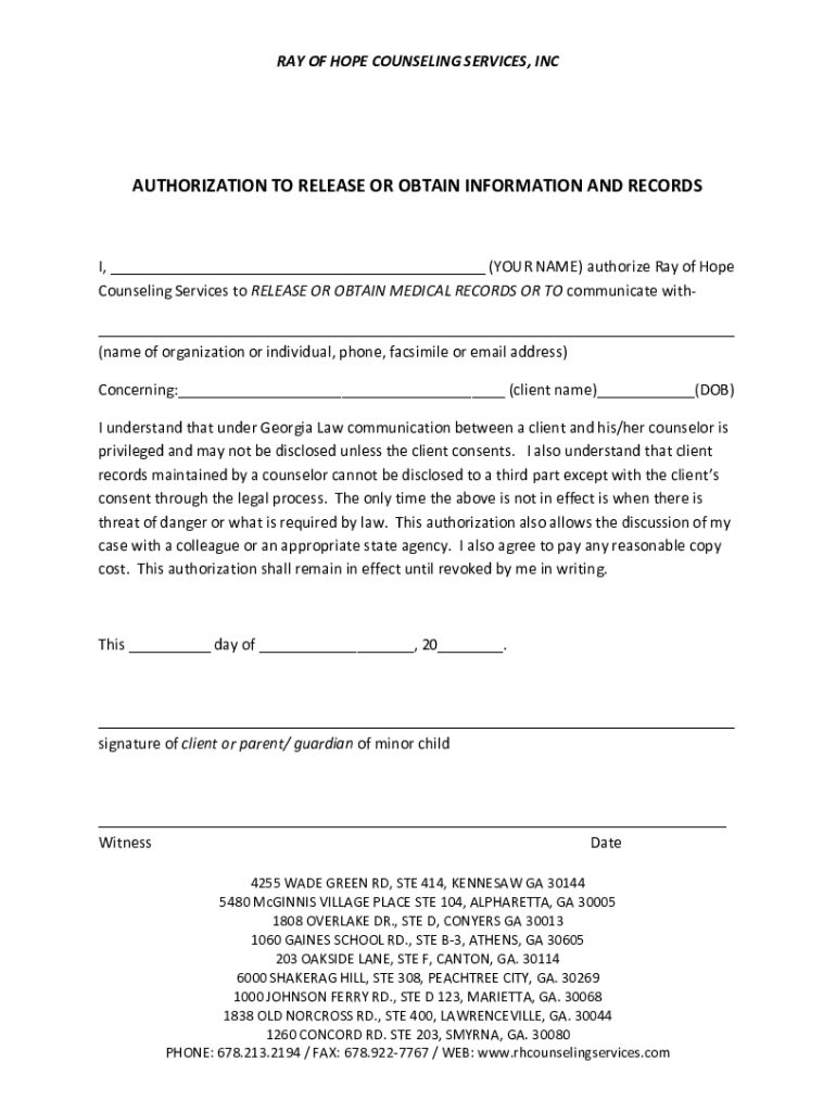 Fillable Online AUTHORIZATION TO RELEASE OR OBTAIN INFORMATION ... Fax Email Print - pdfFiller