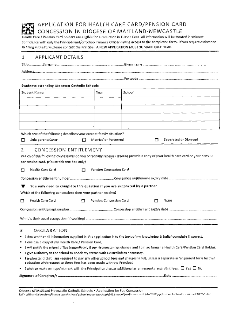 Fillable Online Claim for a Health Care Card form (SS050) - Services ...