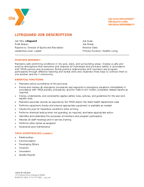 Fillable Online Lifeguard Job Description Template Fax Email Print ...