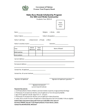 Fillable Online Baba Guru Nanak Scholarship Form Fax Email Print ...