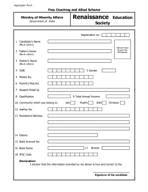 Fillable Online Application form with a recent passport size photograph ...