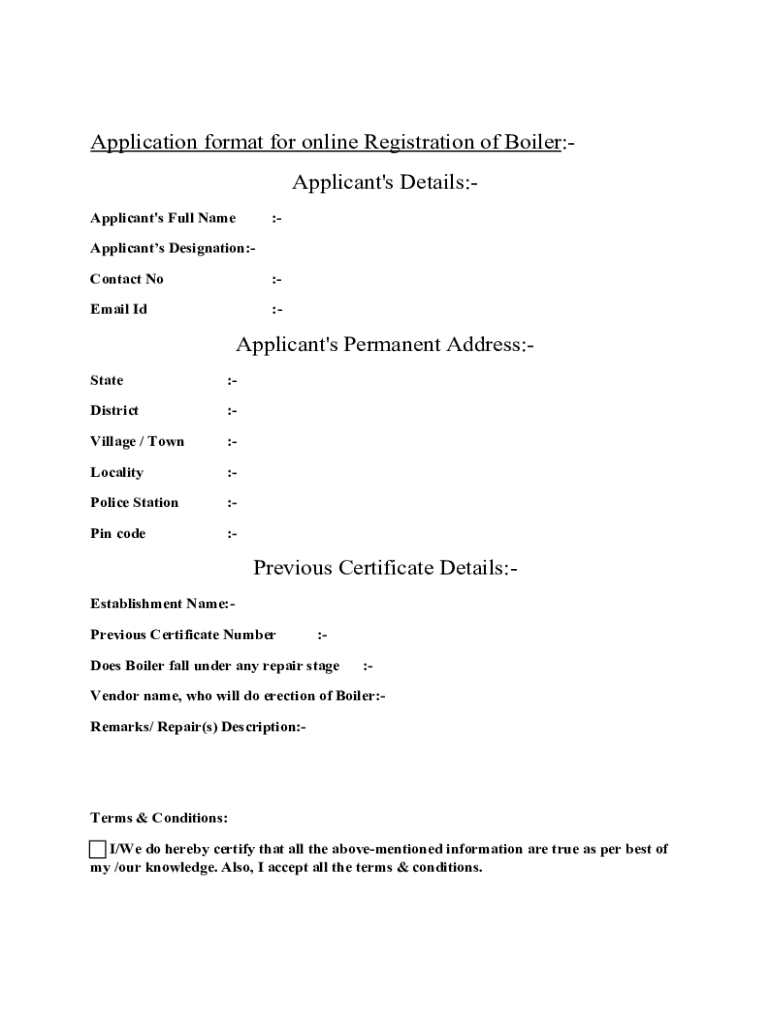 Fillable Online Applicant Form Format Boilers - Renewal.docx Fax Email ...