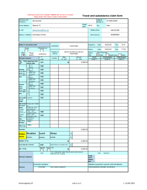Fillable Online Travel Claim Example Fax Email Print - pdfFiller