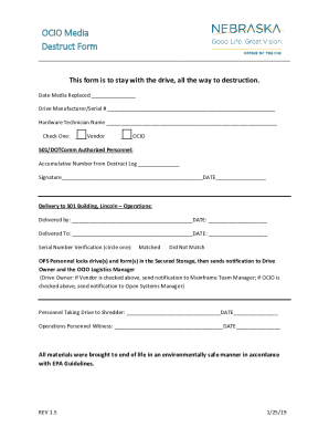 Fillable Online cio nebraska Data Storage Media Sanitization ...