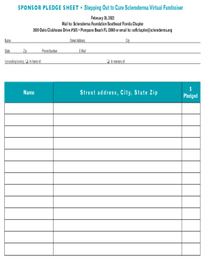 Fillable Online SPONSOR PLEDGE SHEETStepping Out to Cure ... Fax Email ...