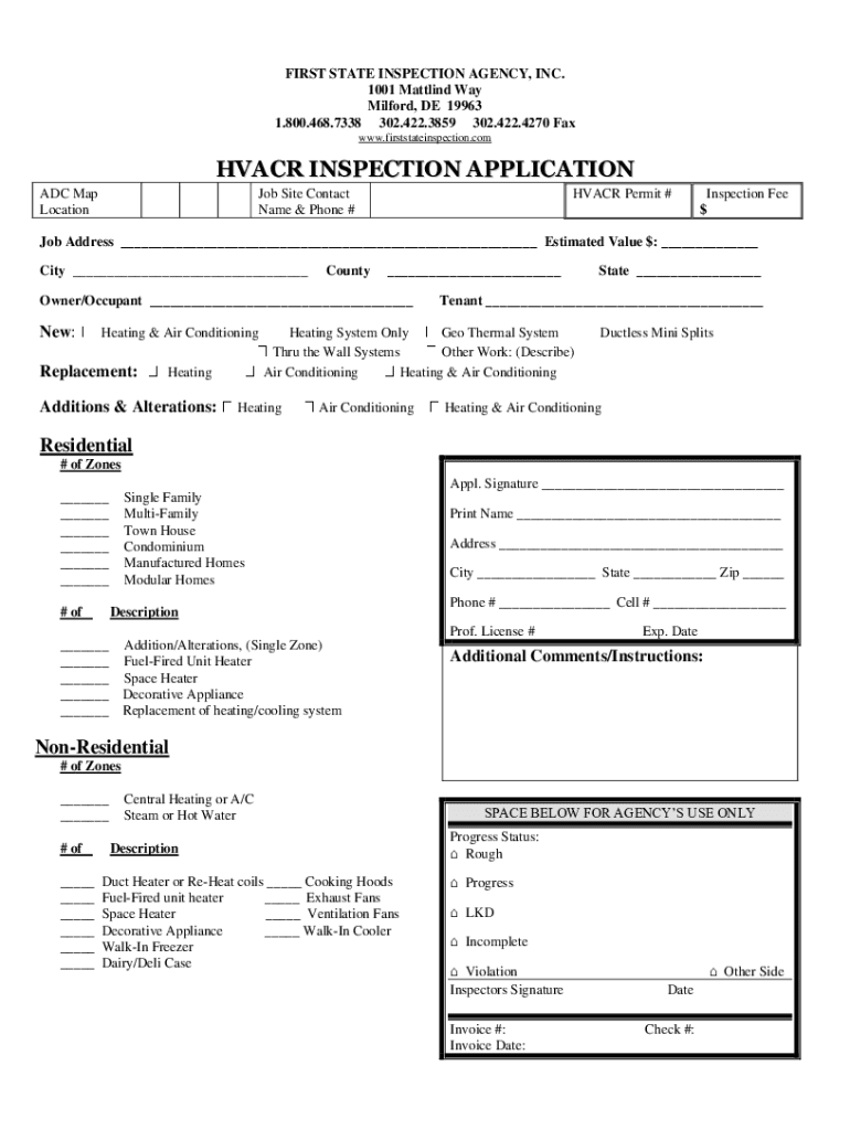 Fillable Online HVACR Inspection Application Fax Email Print - pdfFiller