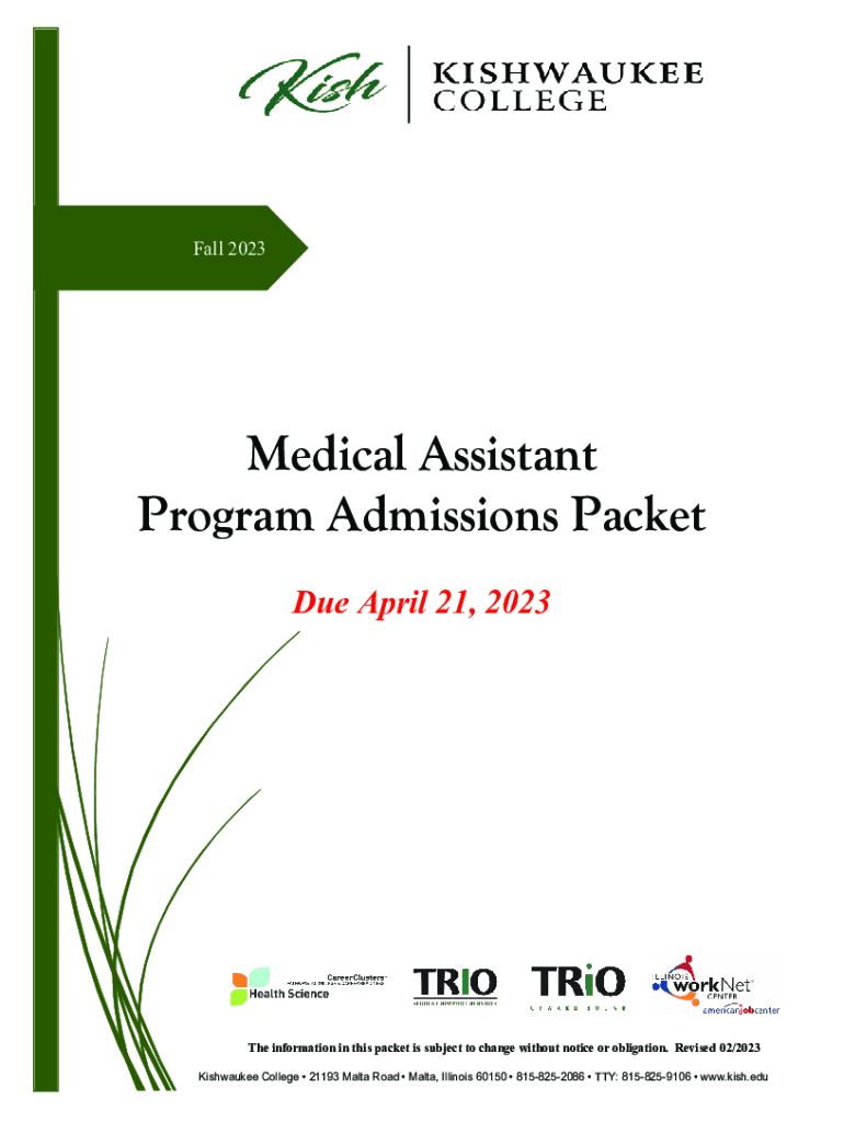 Fillable Online Medical Assistant Program Admissions ... - Kishwaukee College Fax Email Print ...
