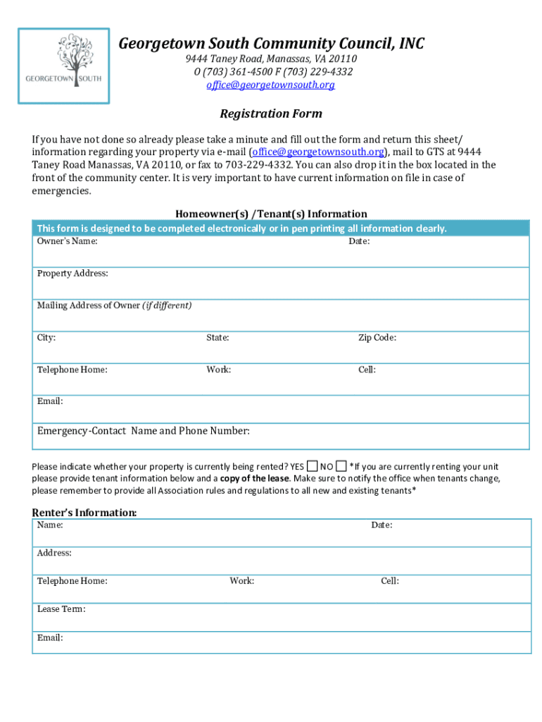 Fillable Online Georgetown South Community Council - Visual Visitor Fax Email Print - pdfFiller