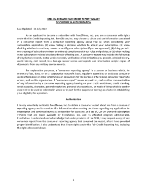 Fillable Online FAIR CREDIT REPORTING ACT DISCLOSURE STATEMENT ... Fax ...