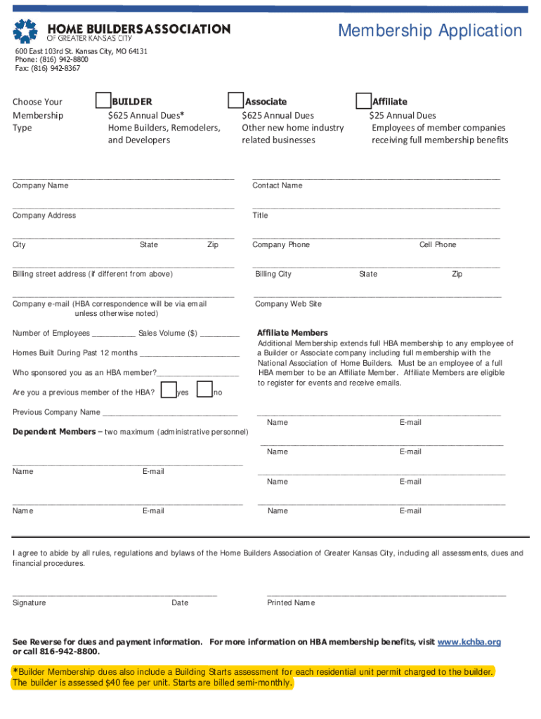 Fillable Online HBA Membership Application.pdf Fax Email Print - pdfFiller