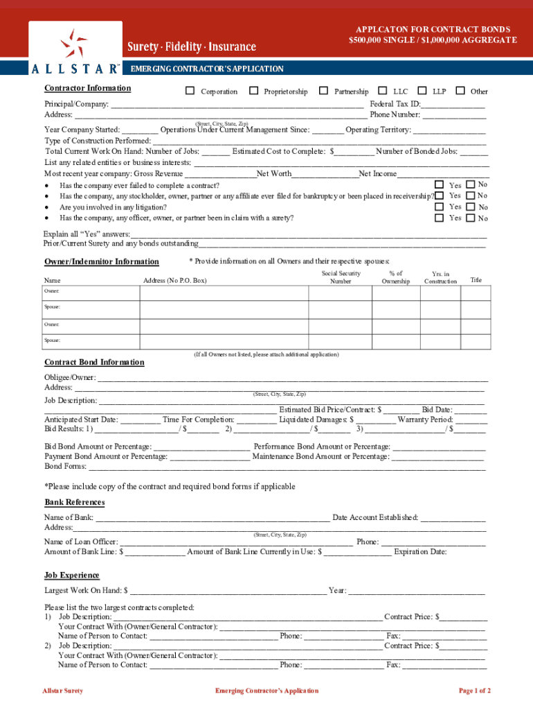Fillable Online Surety Bond Application Checklist (check off and do not ...