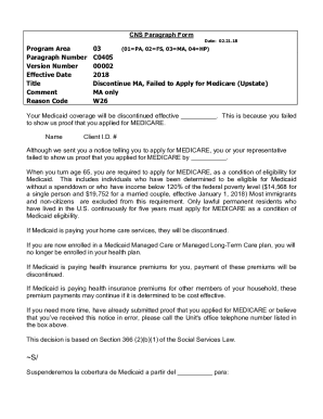 Completable En línea W26, C0405 Discontinue MA Failed to Apply for ...