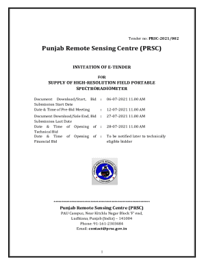Fillable Online prsc gov Tenders - PRSC - Punjab Remote Sensing Centre ...