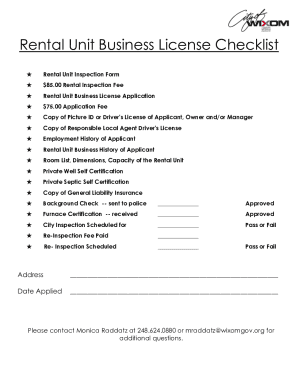 Fillable Online Rental Unit Business License Checklist Fax Email Print ...