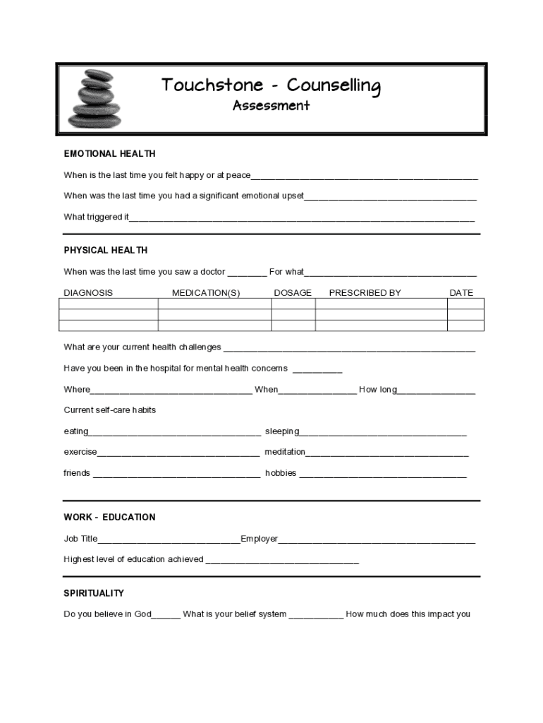 Fillable Online Form - Assessment - Counselling Fax Email Print - pdfFiller