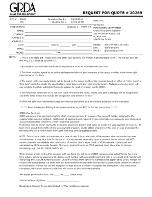 Fillable Online request for quote # 20269grda Fax Email Print - pdfFiller