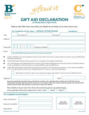 Fillable Online Gift Aid declaration form - St Barnabas House Fax Email ...